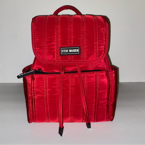 Steve Madden | Bags | Steve Madden Red Quilted Backpack | Poshmark